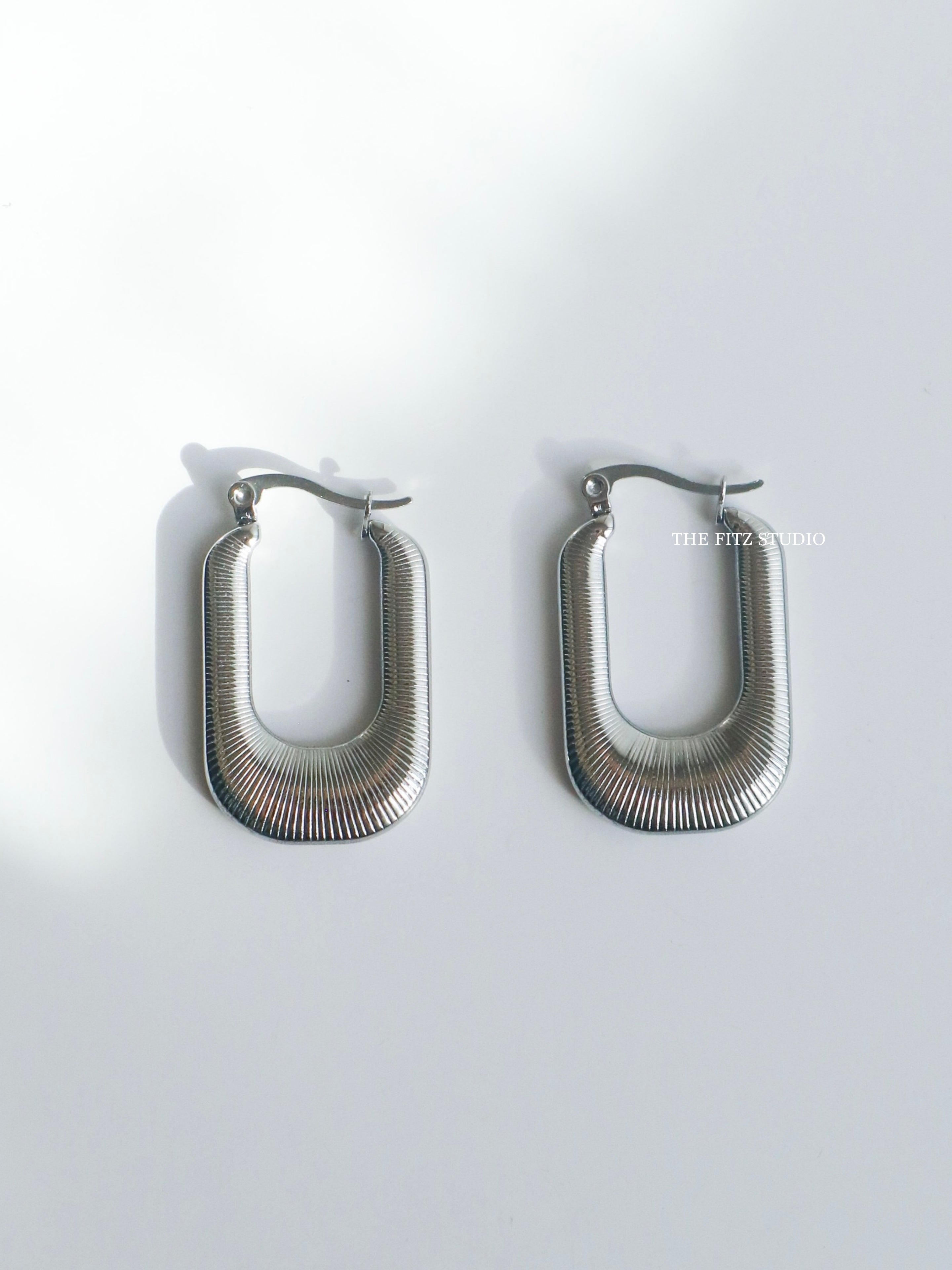 Silver Long U-shaped Earrings - Waterproof – The Fitz Studio