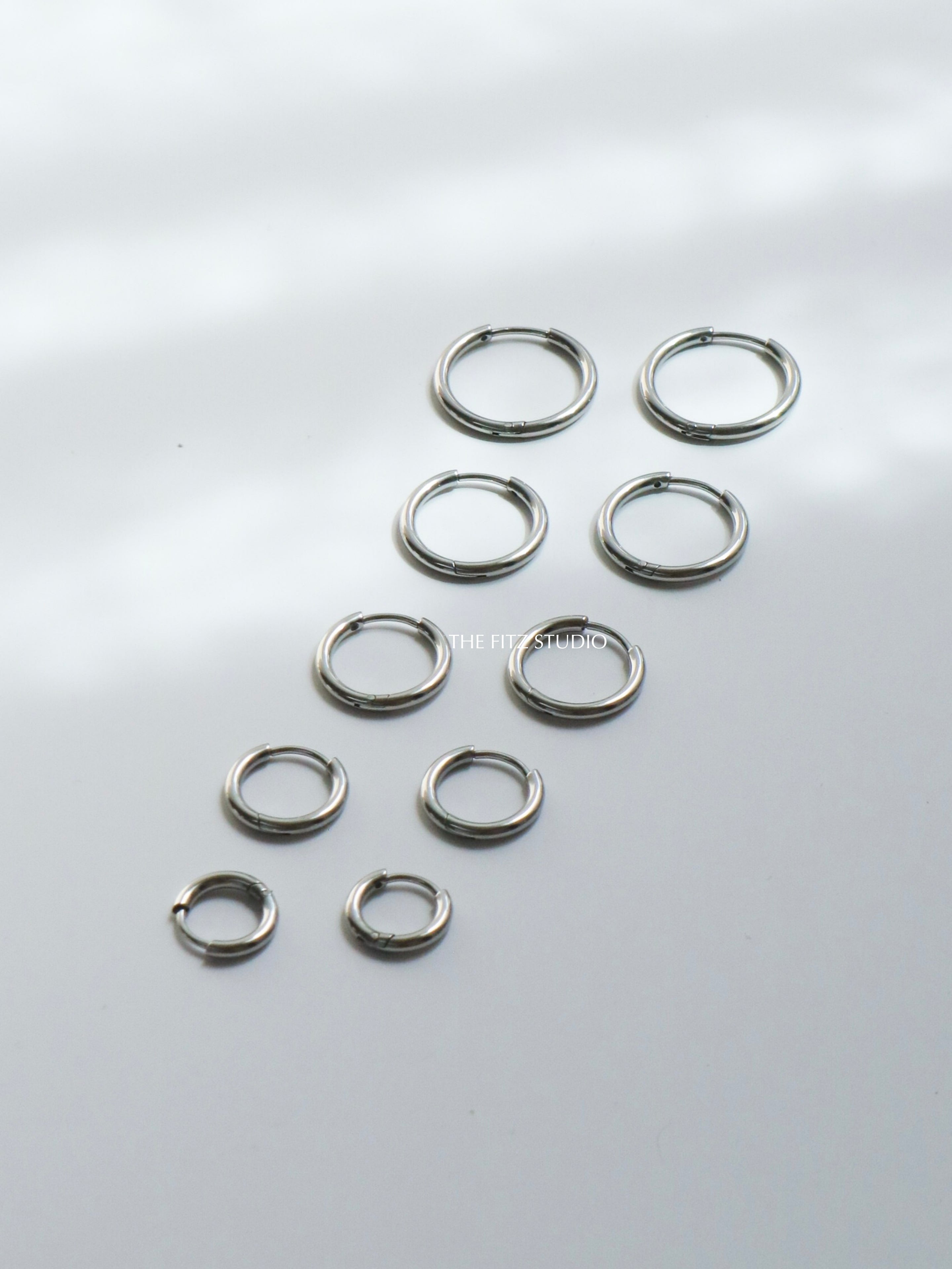 Basic Slim Silver Earrings (5 sizes) – The Fitz Studio